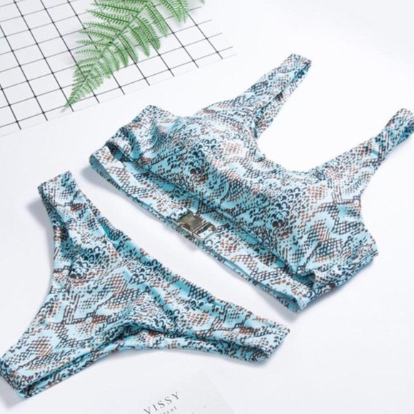 Swim | Sky Blue Python Buckle Bikinis | Poshmark